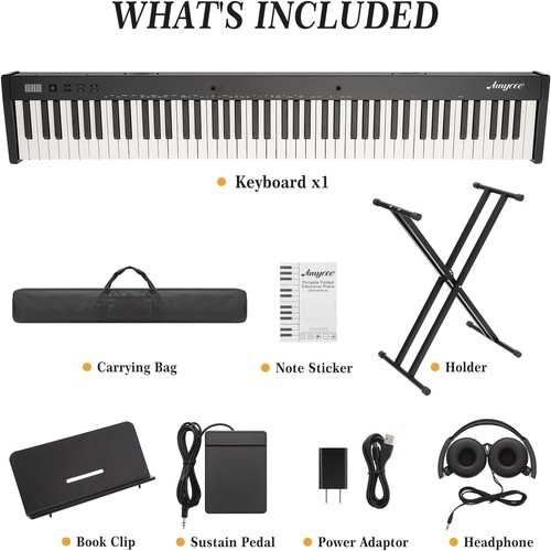 88 Key Electric Digital Piano Keyboard Weighted Key w/Pedal Power Stand ...