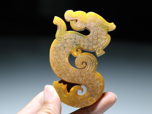 Ancient Liangzhu Culture Old Jade Stone Dragon Bi Yu Pei Necklace ...