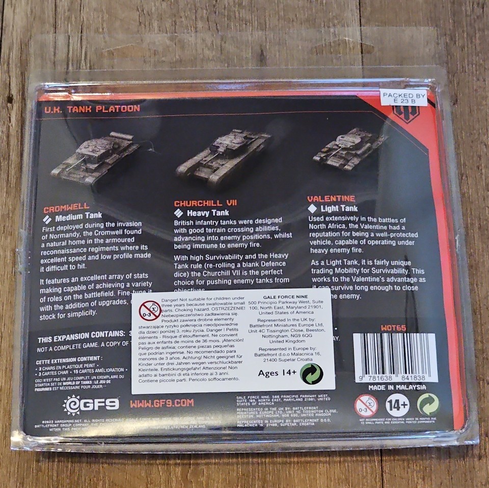 World Of Tanks Miniatures Game - Cards for UK Tank Platoon - NO MINIS ...