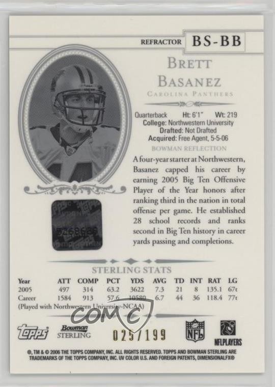 2006 Bowman Sterling Auto Refractor /199 Brett Basanez #BS-BB Rookie ...