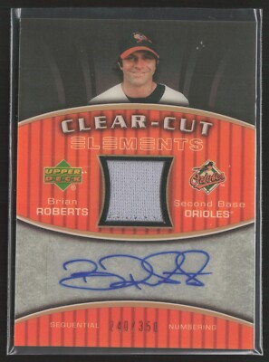 2007 UPPER DECK BRIAN ROBERTS AUTOGRAPH AUTO JERSEY ORIOLES CLEAR CUT ...