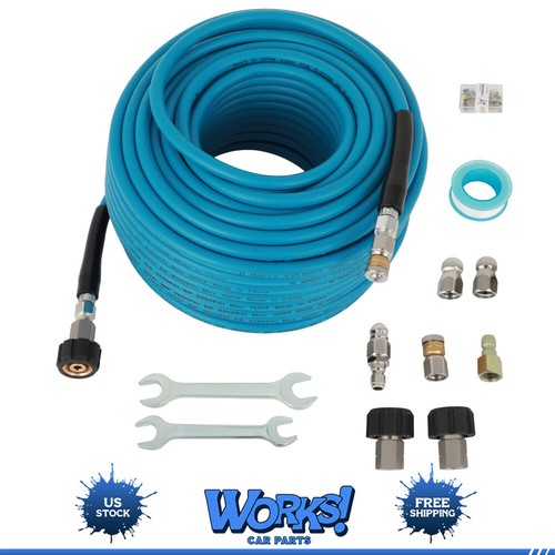 150FT 1/4" M-NPT 5800PSI Drain Cleaner Hose Sewer Jetter Kit for ...