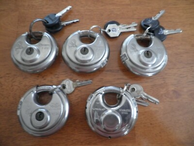 5 Vintage Heavy Duty Stainless Steel Lock Lot: Chateau, U-Haul & Diskus ...