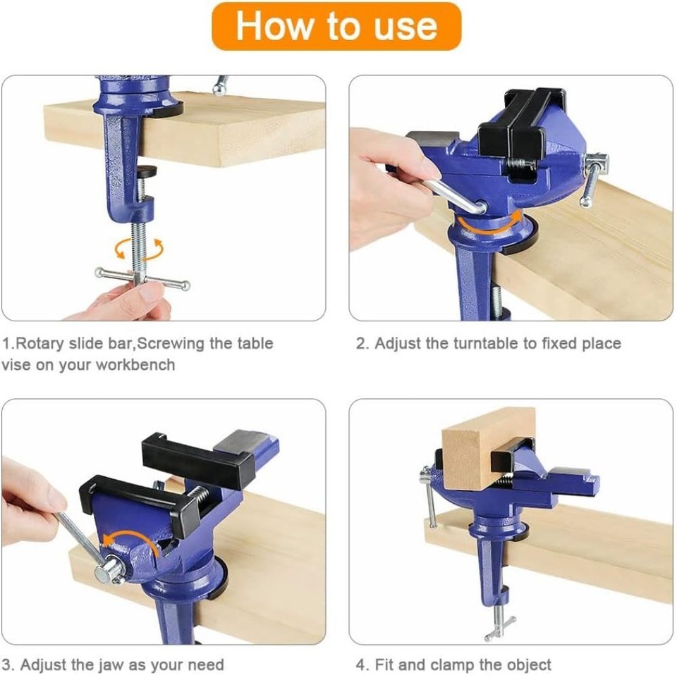 360° Swivel Base Table Vise 60mm Small Bench Vise /wood Working Bench ...