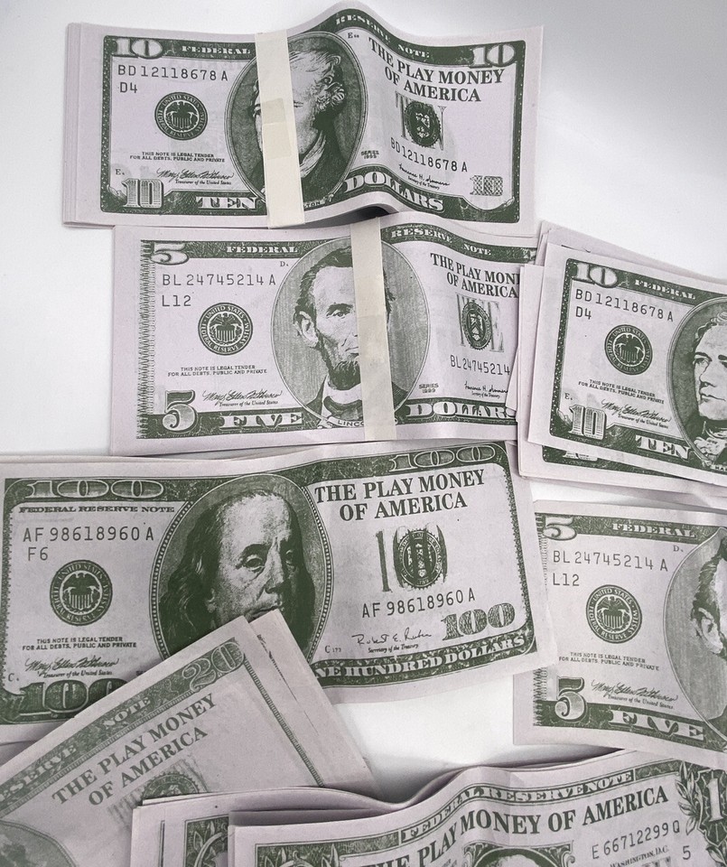 Vintage Play Money 1990'S -Lot Of 72 PAPER MONEY GAG GIFT-Clown Prop ...