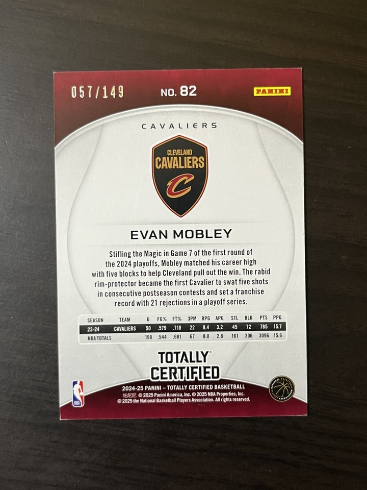 Evan Mobley 2024-25 Totally Certified Red Mirror /149 #82 Cleveland ...