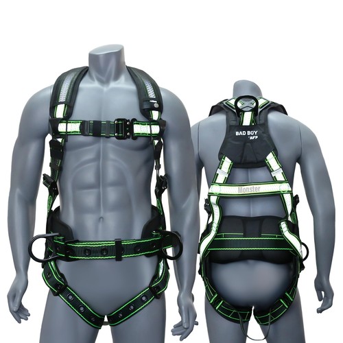Fall Protection Premium Reflective Black Safety Harness w/Hi-Viz Lime ...
