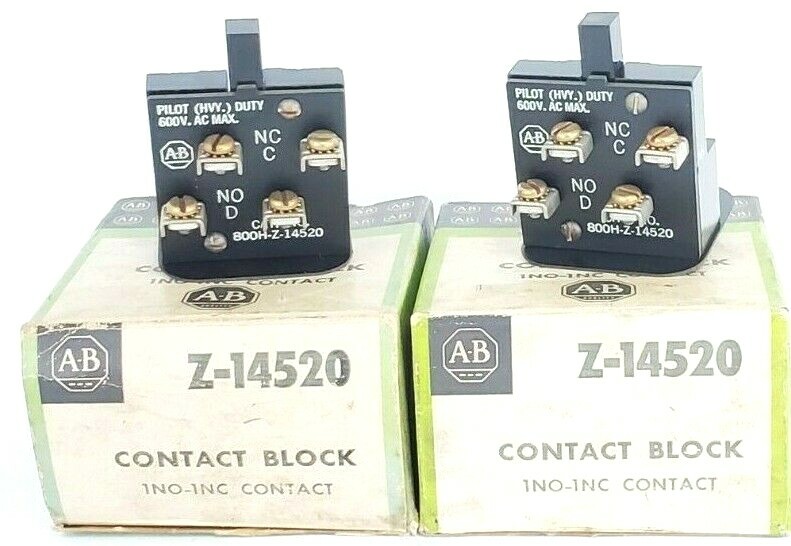 LOT OF 2 NIB ALLEN BRADLEY Z-14520 CONTACT BLOCKS 600VAC 800H-Z-14520 ...