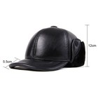 100% Genuine Leather Bomber Trapper Baseball Cap Ushanka Hunting Ear ...