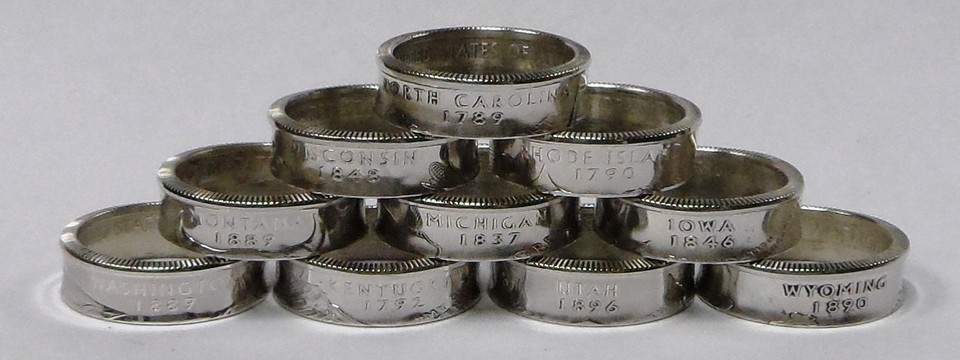 DELAWARE SILVER PROOF US STATE QUARTER COIN RING SIZE 4 -12 | eBay