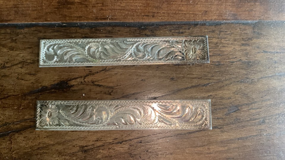 Vintage SOLID Sterling Silver Bar Conchos 3" Headstall / Bridle ...