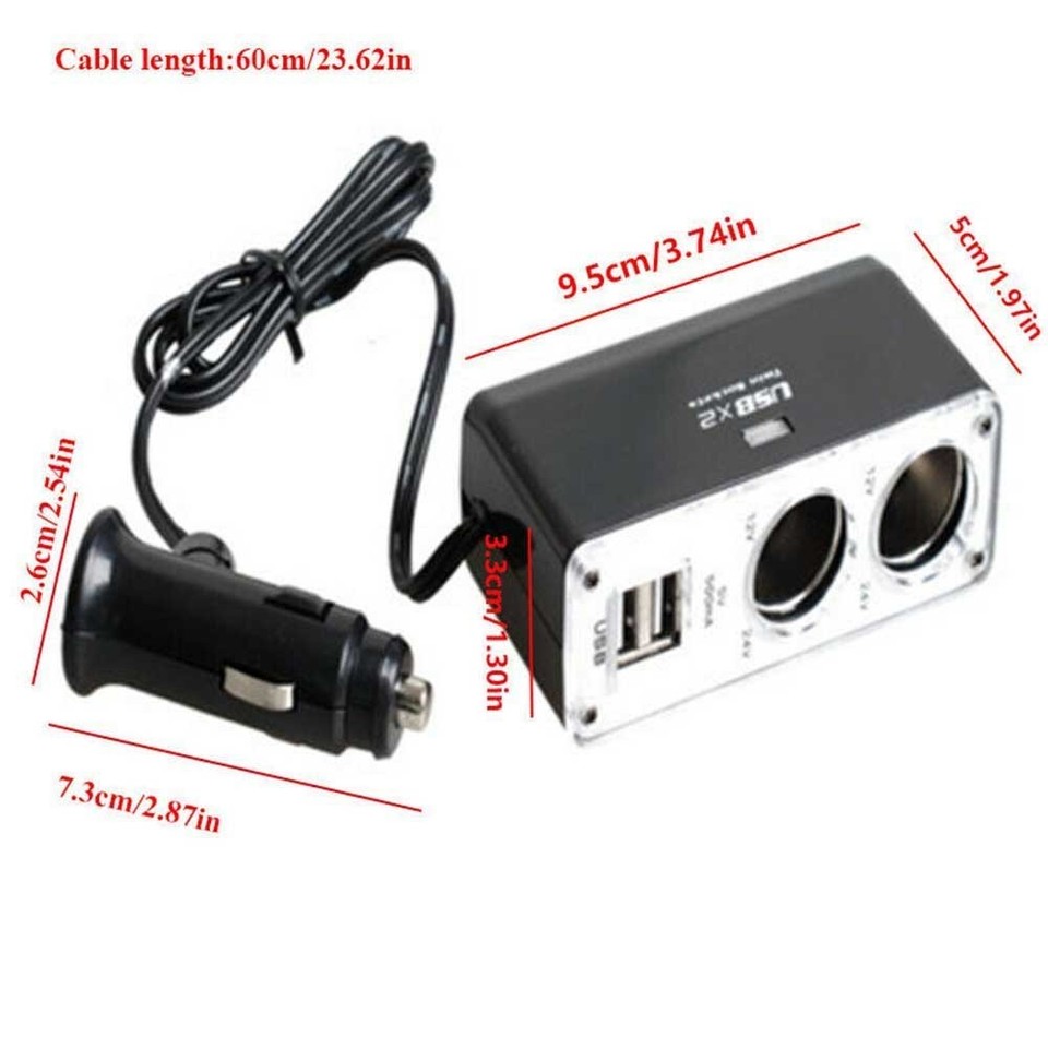 Dual USB Car Charger Adapter with 2 Power Sockets Stay Powered and ...