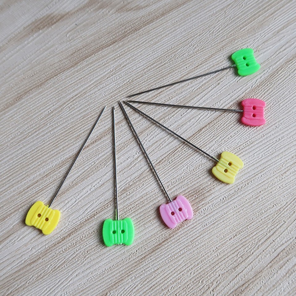 50 Pcs Flat Button Head Sewing Pins Two Holes Straight Needles for ...