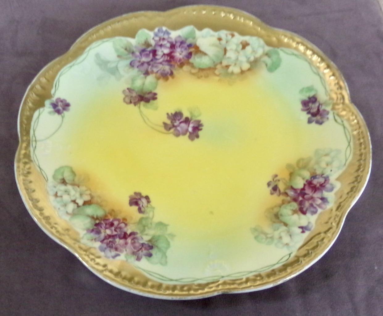 Imperial China Austria 1883-1914 Hand Painted Violets 9.5" Plate Gold ...