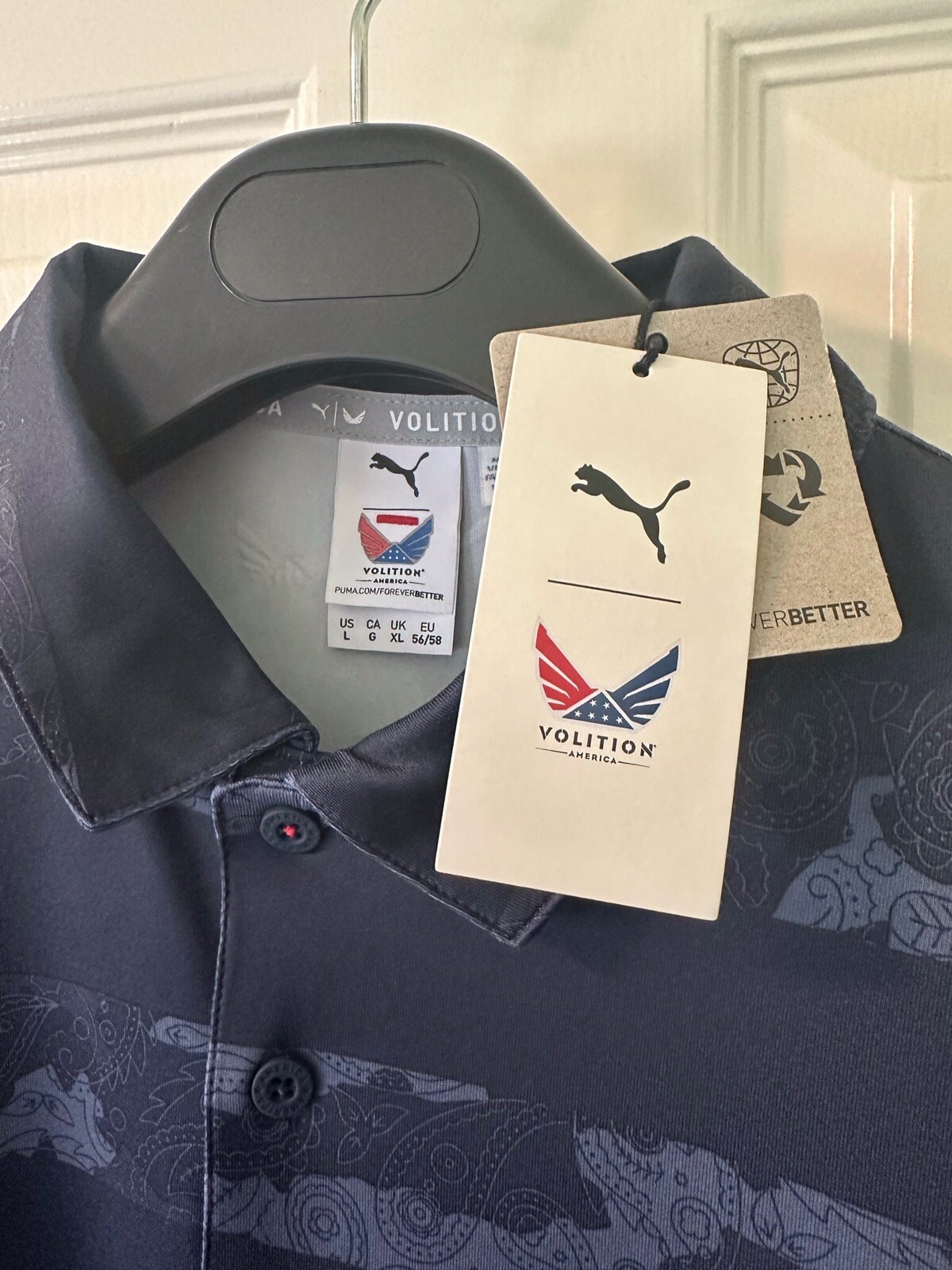 Puma Volition America Golf Polo Shirt Mens Large Bandana Stripe 536409 ...