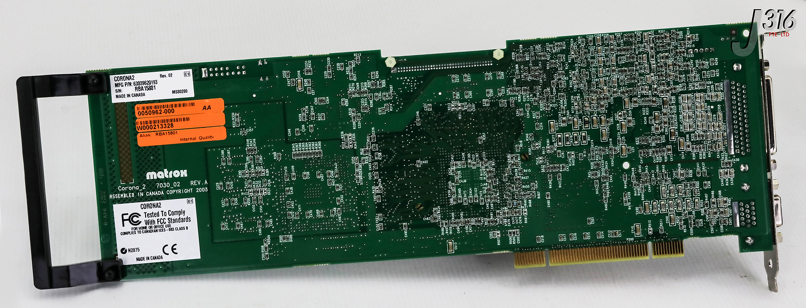 13294 MATROX PCB, FRAME GRABBER PCI BOARD, CORONA_2, P/N: 63039620193 ...
