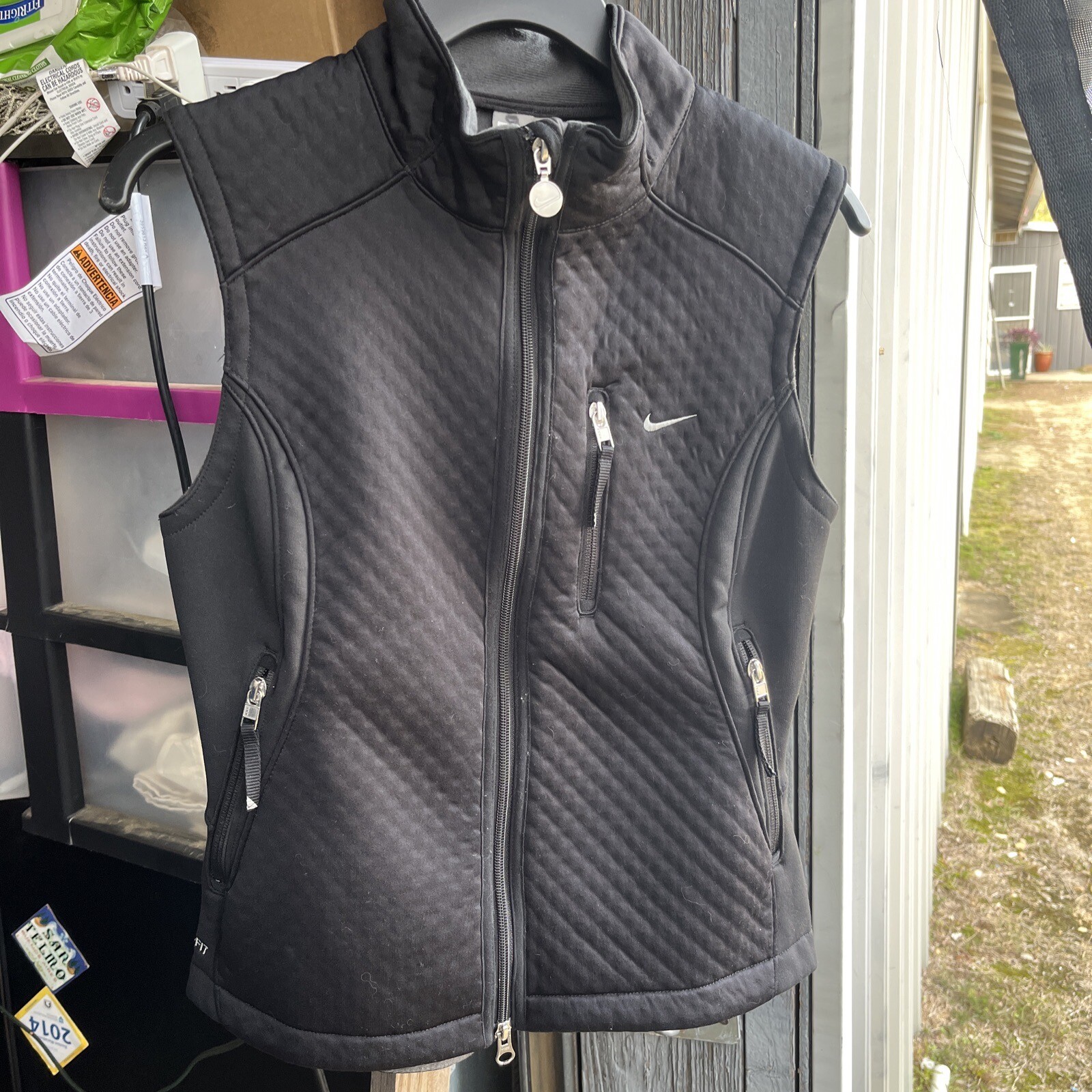 Nike Gilet Womens Sz S Black Vest Therma Fit Running Puffer Bodywarmer ...