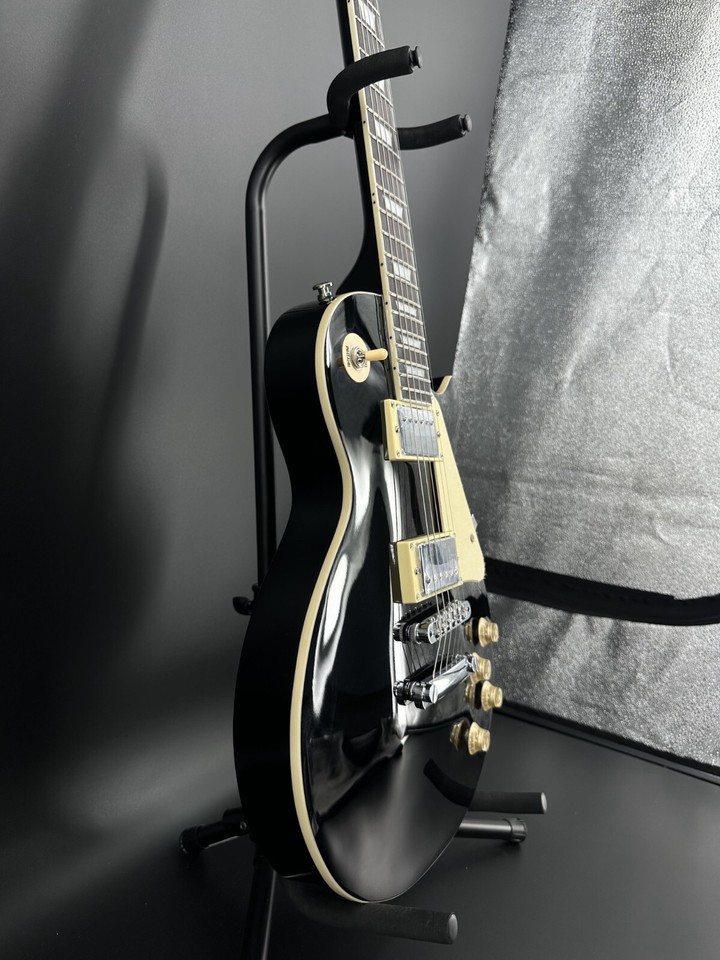 IN STOCK Electric guitar LP style black Chibson Chrome plated hardware ...