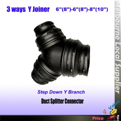 3 Way Duct Joiner Ducting Step Down Y Branch Connector 6''(8")-6"(8")-8 ...