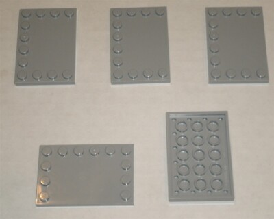 LEGO NEW 4x6 Light Bluish Grey Tile with Edge Studs (5x) 4211838 Brick ...