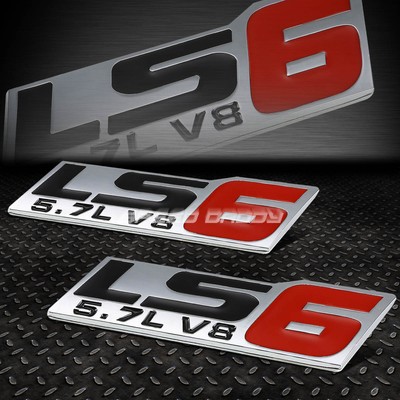 FOR 5.7 CHEVY/GM LS6 LS V8 2X METAL BUMPER TRUNK GRILL EMBLEM DECAL ...