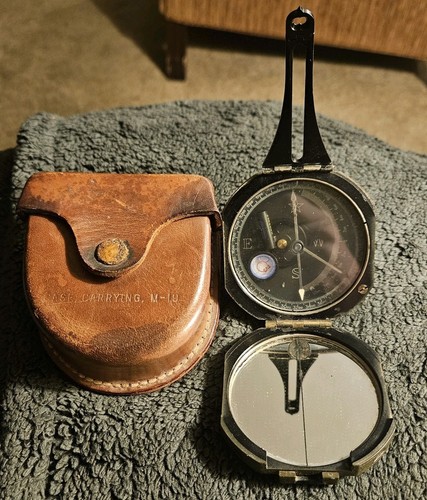 ORIGINAL WWII US M2 ARMY INFANTRY SIGNAL CORP COMPASS & M19 LEATHER ...