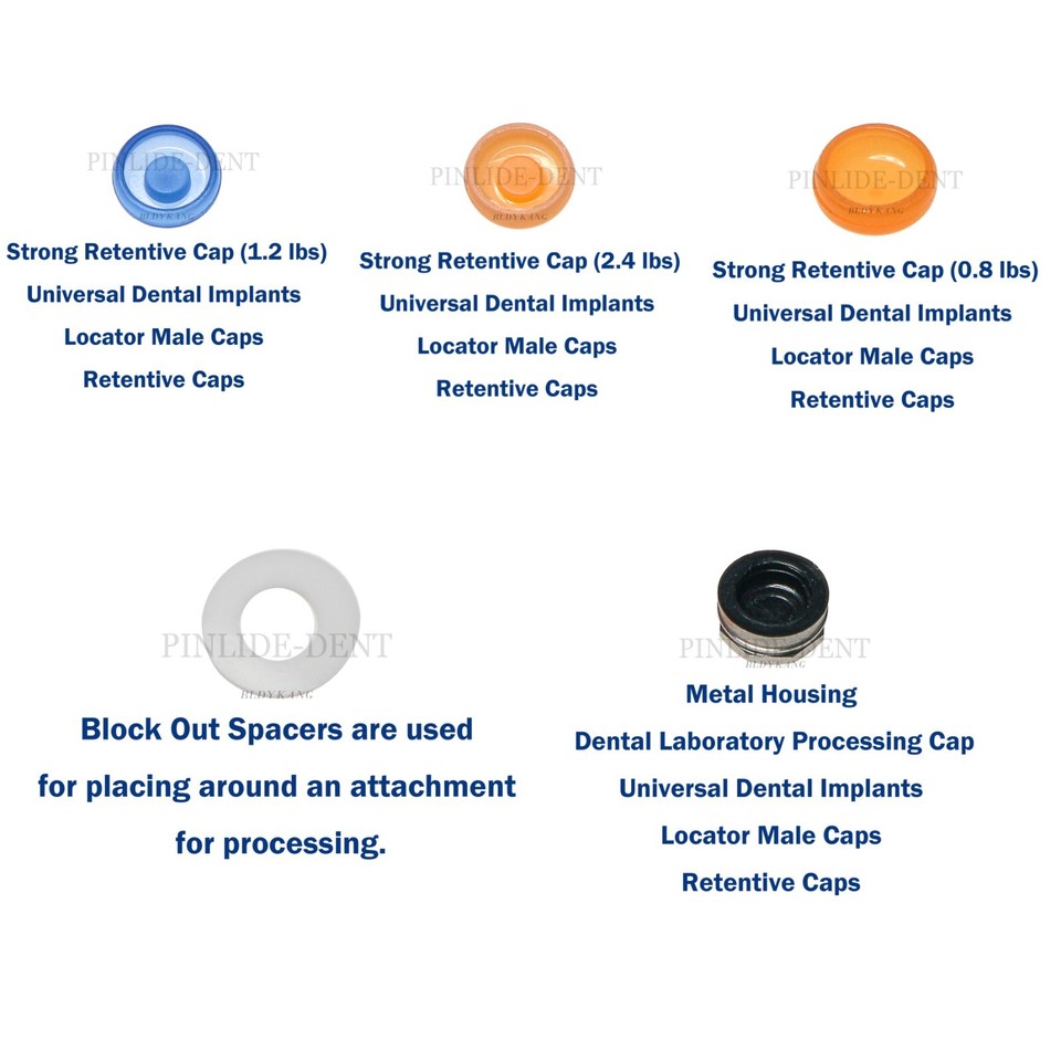 US Universal 5Pcs Dental Overdenture Implant Retention Caps Metal ...