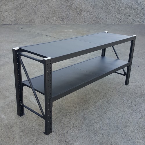 Matte Black 400kg Heavy Duty Warehouse Workbench Shelving Work Bench ...