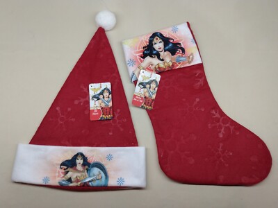 Wonder Woman Christmas Stocking and Santa Hat New 2 Piece Set | eBay