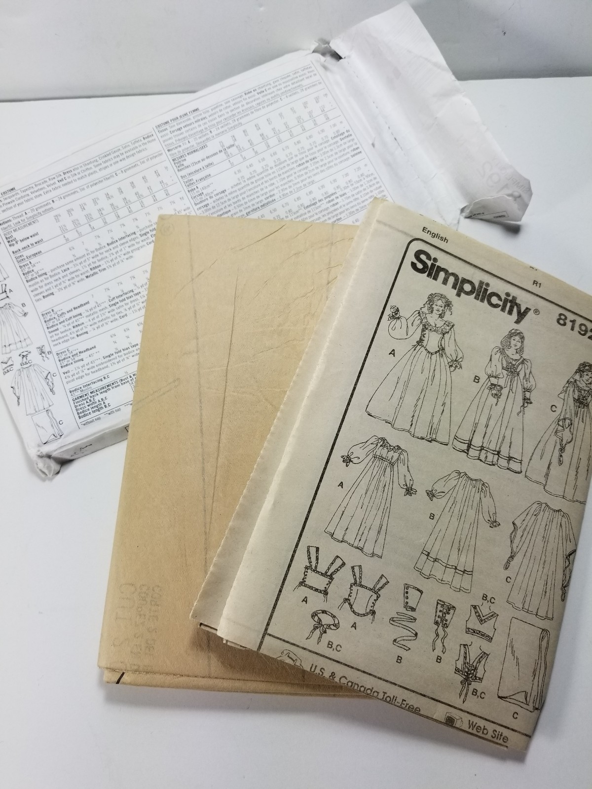 Simplicity 8192 Renaissance SCA Sewing Pattern Misses 10-14 Costumes ...