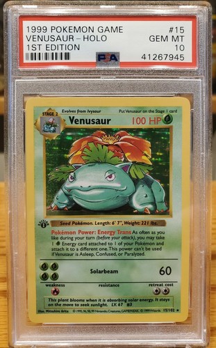 Pokemon Venusaur 1st Edition Base Set PSA 10 1999 Thick Stamp - DEAD ...