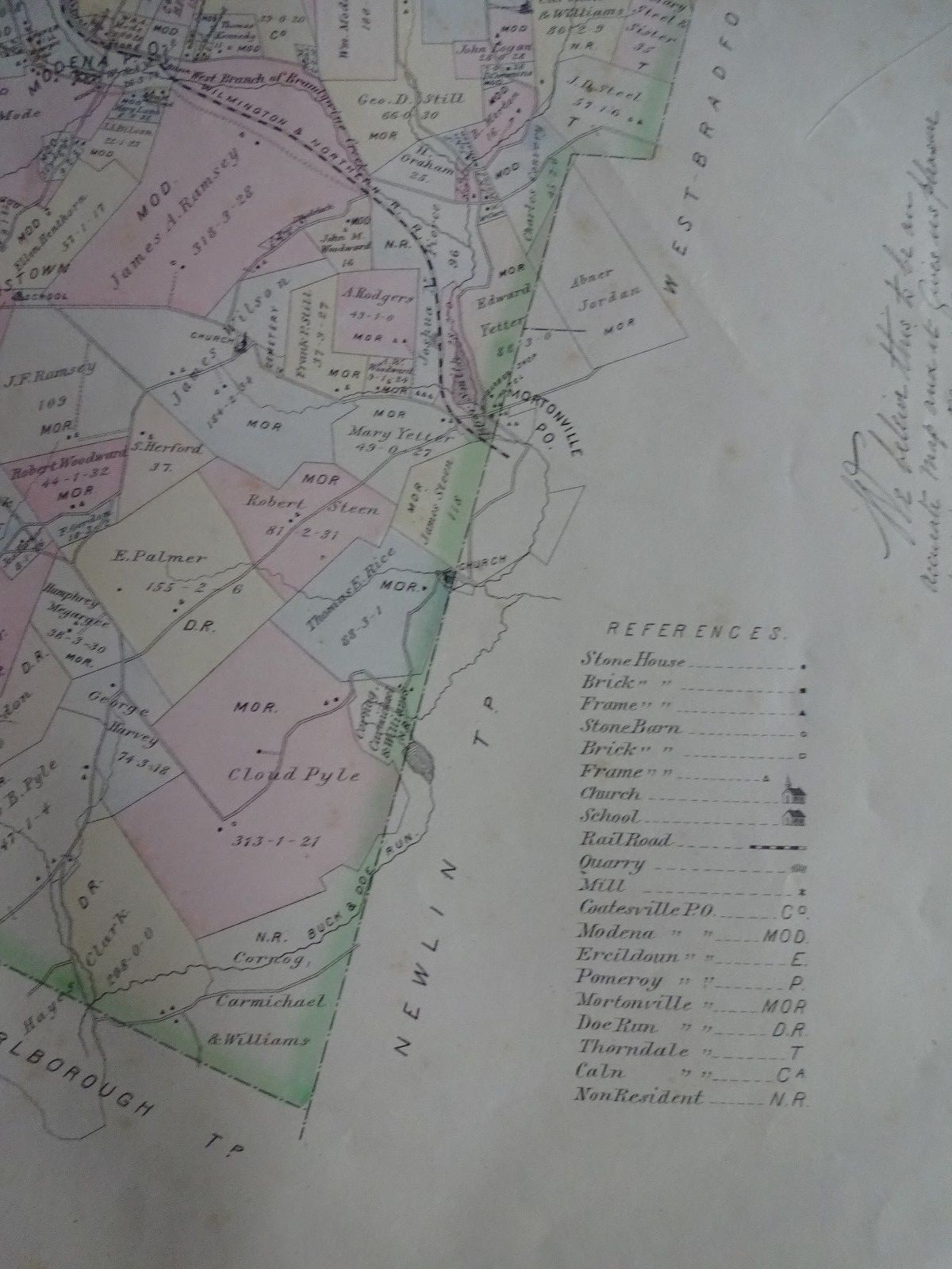 HISTORIC 1883 Map of the Township of East Fallowfield, PA - Detailed ...