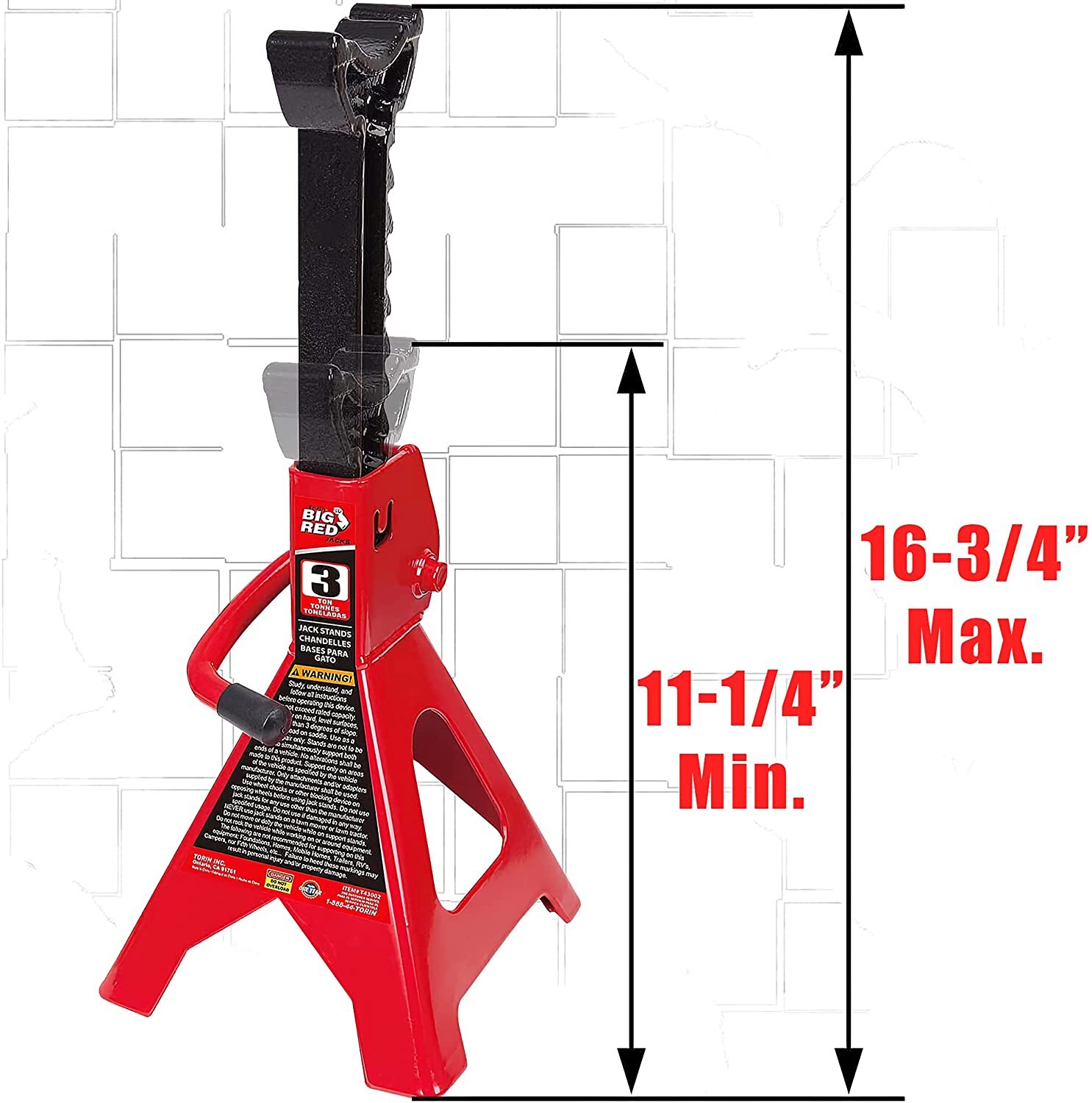 BIG RED 3 Ton (6,000 lb) Capacity T43202 Torin Steel Jack Stands, Red ...