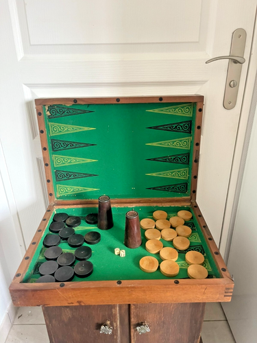 Vintage Backgammon Game Box Checkers Wooden 50x72cm | eBay