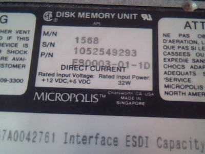 Hard Disk Drive ESDI Micropolis 1568 ES0003-01-1D Disk FH | eBay