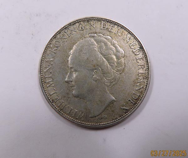 Netherlands Queen Wilhelmina Large Silver 2 & ½ Gulden 1932 VERY SCARCE ...