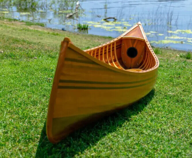 Large Display Cedar Strip Built Canoe 10' Wooden Model Boat Woodenboat ...