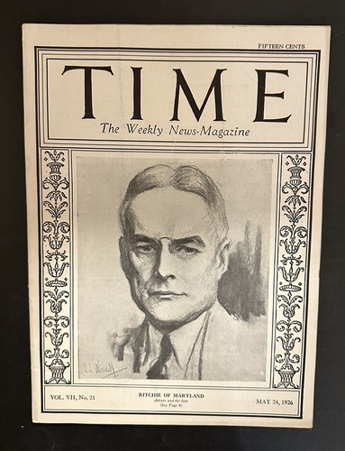 1926 May 24th TIME Magazine, Ritchie of Maryland | eBay