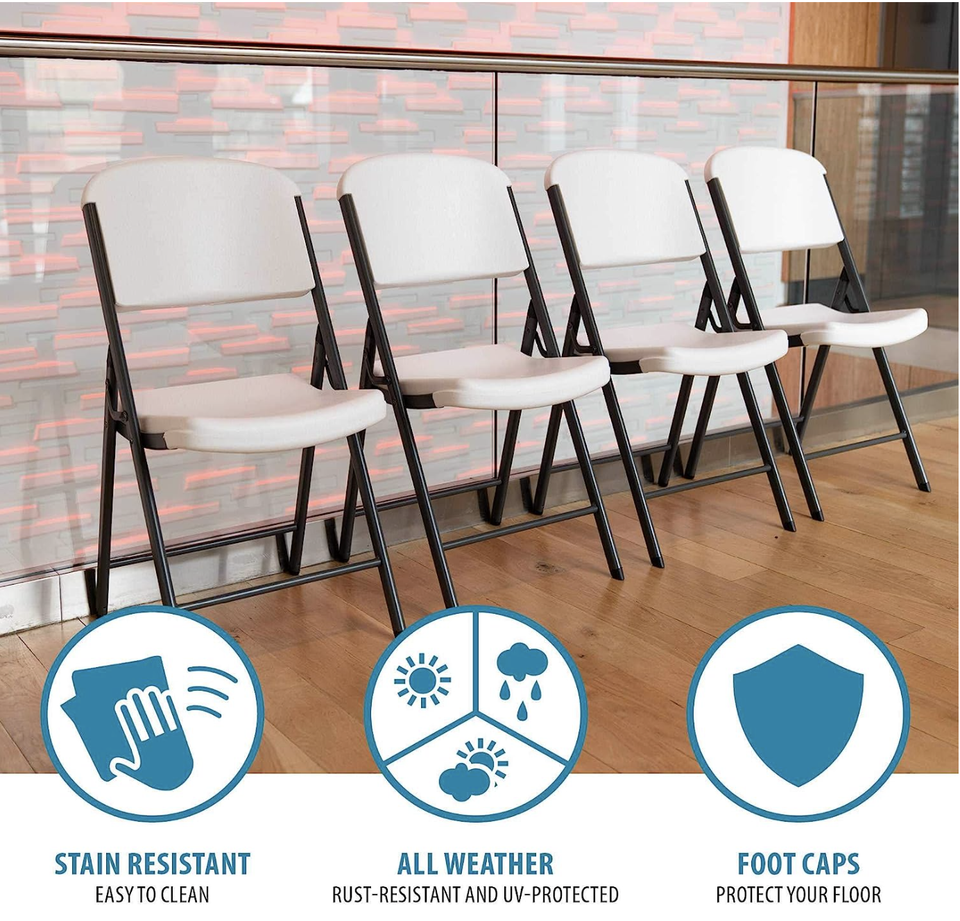 Lifetime Commercial Grade Contoured Folding Chair, 4-PACK, High-Density ...