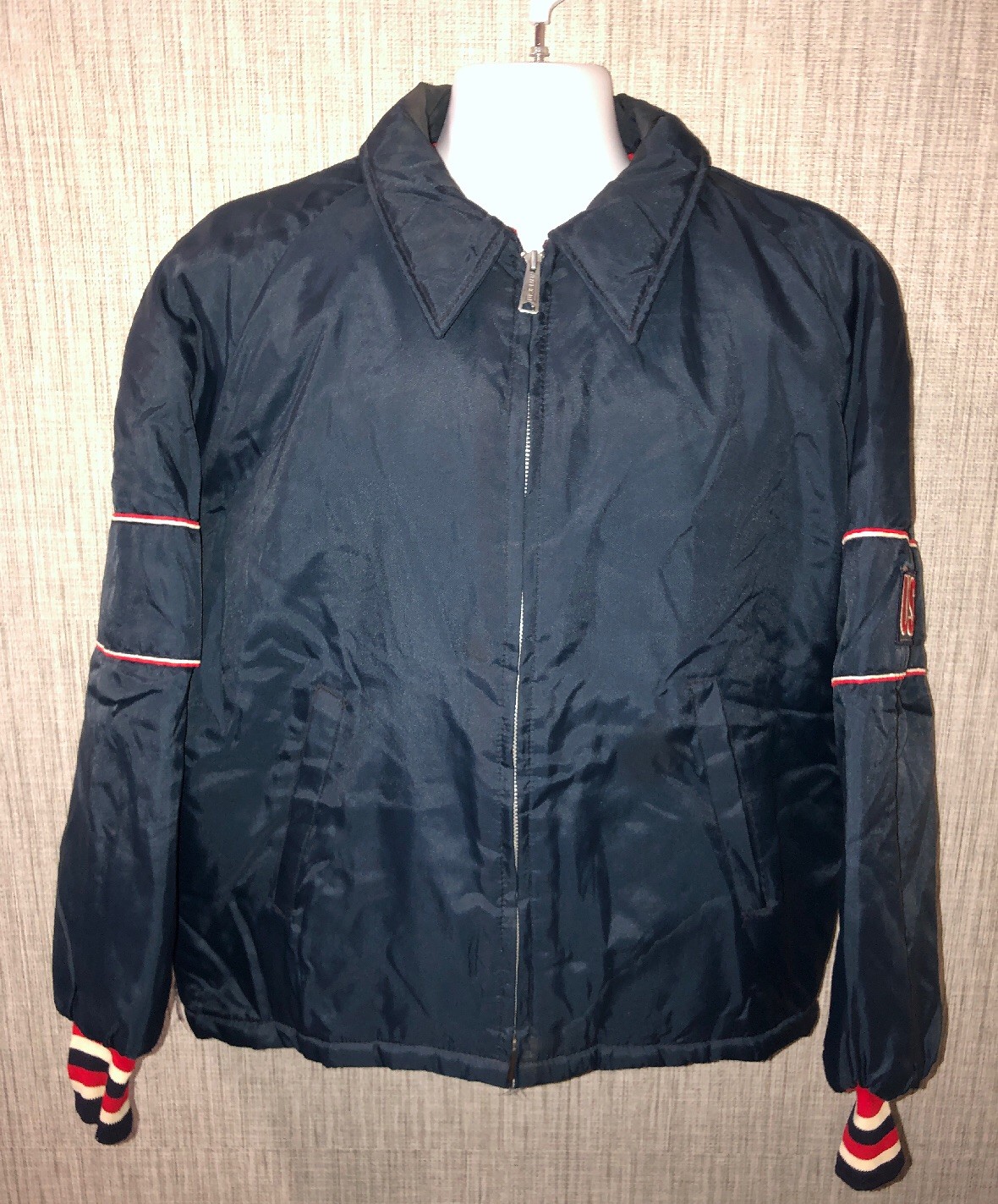 WeatherCaster USA Mens Navy Blue Quilted Full Zip Jacket Size L | eBay