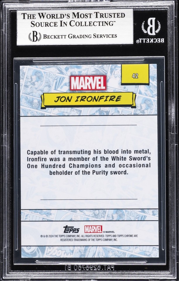 2024 TOPPS MARVEL CHROME SAPPHIRE EDITION UK #42 JON IRONFIRE BGS 8.5 ...
