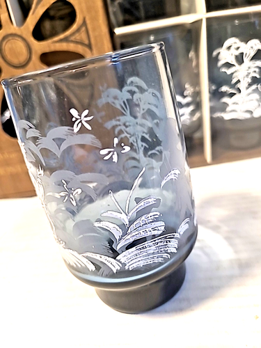 VTG Libbey Smoke Blue Mary Gregory Style Glasses Set Of 8 Boy, Girl ...