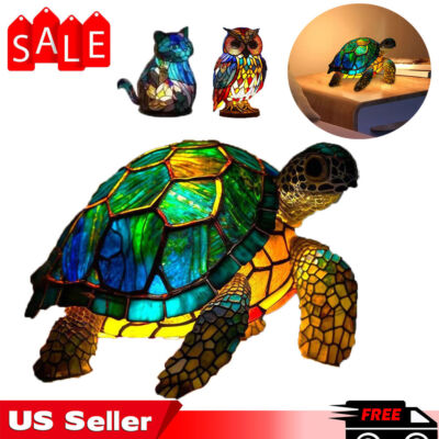 3D Animal Table Lamp Series Stained Glass Stained Night Light Retro ...