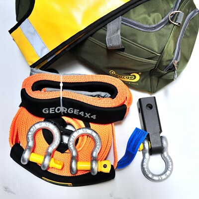 Basic Recovery kit: Snatch Strap Shackle Equaliser Hitch Damper Carry ...