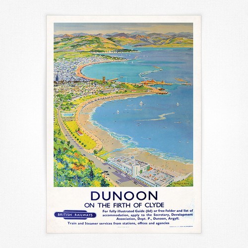 Vintage travel poster railway poster - A4 - Dunoon Firth of Clyde | eBay