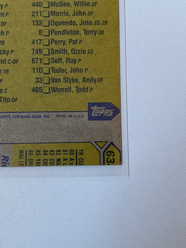 ERROR CARD 1987 Topps Keith Hernandez Mets Misprint & Different Back ...