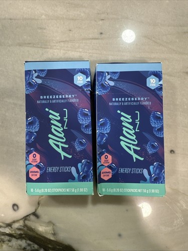 Alani Breezeberry Energy Powder Sticks 10 x 0.20 oz - Lot of 2 Boxes ...