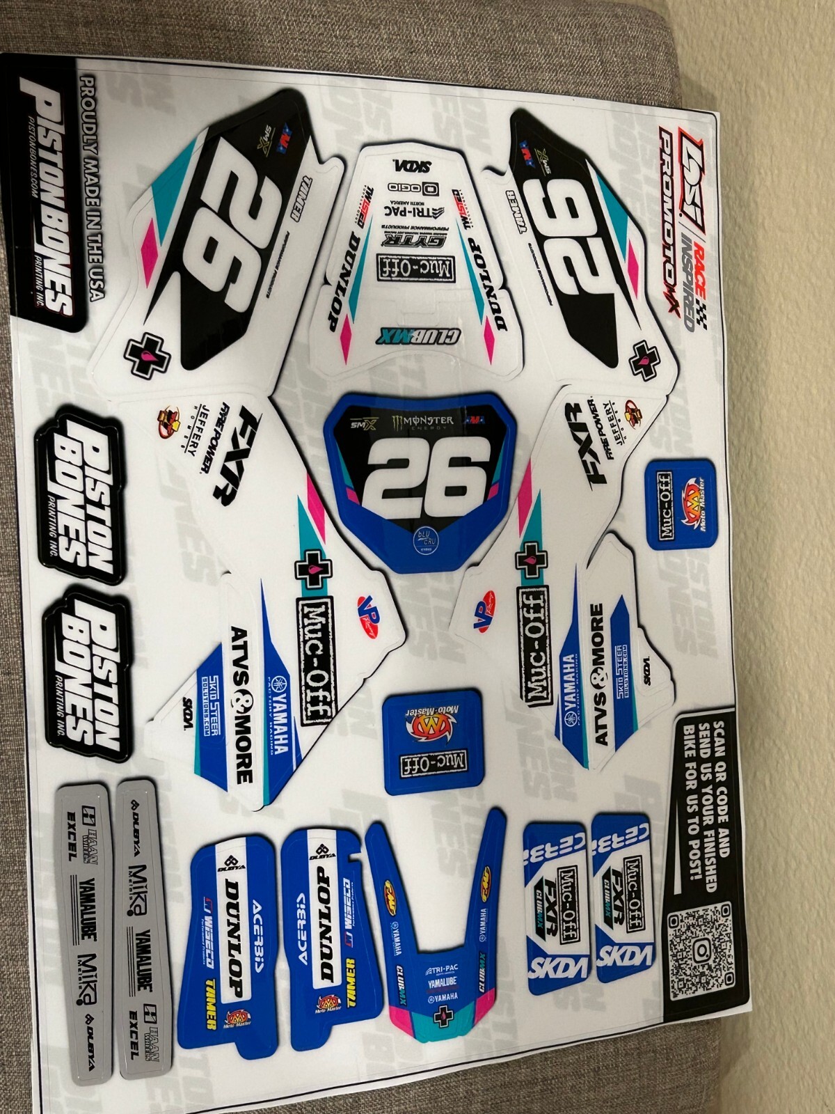 LOSI PRO MOTO BIKE GRAPHIC DECALS SUPERCROSS YAMAHA FMF MUC-OFF TEAM ...