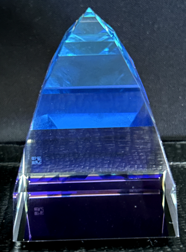 Vintage Swarovski Crystal Pyramid Paperweight RARE Bermuda Blue Vibrant ...