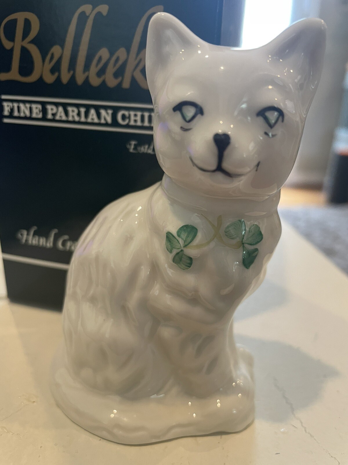 Belleek Porcelain Quizzical Cat Figurine Ivory Bone China 4" Ireland ...